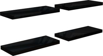 Generic Schwebendes Wandregal, 4 St&uuml;ck, MDF, Hochglanz-Wei&szlig;, Schwebendes Regal, 23/40/50/60/80/90/120 cm, Wandregal f&uuml;r Wohnzimmer/Arbeitszimmer/Bad/K&uuml;che (60