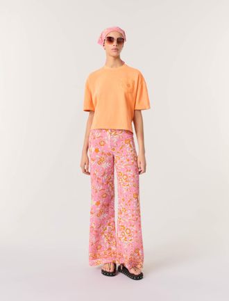 Maje T-Shirt Mit Zierlogo - Orange - Gr&ouml;&szlig;e 38 - Maje