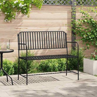 vidaXL Gartenbank Schwarz Metall Standard Langlebig Gartenbank vidaXL816415