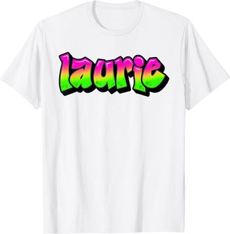 BDAZ Laurie Graffiti Personalisierter Name Gr&uuml;n Rosa Frauen M&auml;dchen T-Shirt