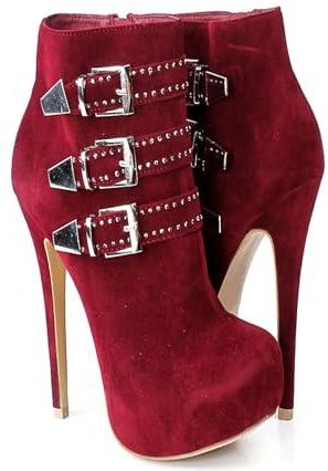 Generic Bottines Classiques &agrave; Bout Rond et Talon Aiguille pour Femme, Bottine Courtes de Soir&eacute;e Confortables &agrave; Plateforme et Boucles, Bottine &eacute;l&eacute;gantes en Dai