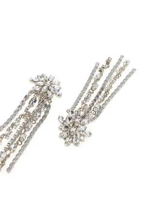 Alessandra Rich Womens Embellished Metal Earrings Crysilver Brass Glass