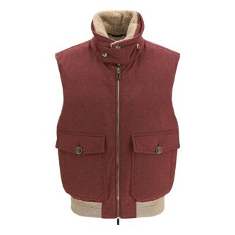 Brunello Cucinelli Woll-Steppweste - - Jackets - Herren - Rot - L