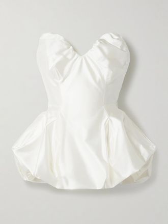 Vivienne Westwood Raven Strapless Gathered Satin Bustier Top - Ivory