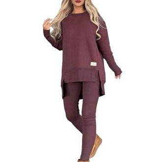 Generic Co Ord Ensembles de pyjamas mignons en velours pour femmes et hommes - Ensemble de v&ecirc;tements de nuit - Ensemble de v&ecirc;tements de nuit solides - Ensembl