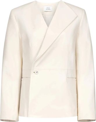 Loulou Studio Femme, Vestes, Blanc, Taille: 36 FR Paoli Asymmetric Leather Jacket