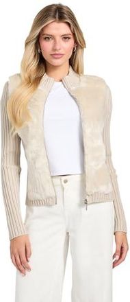 Guess Long Sleeve Fur Mix Zip Front Mila Cardigan Pull Femme, Hu&icirc;tre nacr&eacute;e multicolore, M