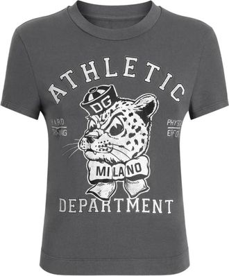 Dolce & Gabbana Femme, Tops, Gris, Taille: 40 FR T-shirt &agrave; imprim&eacute; graphique