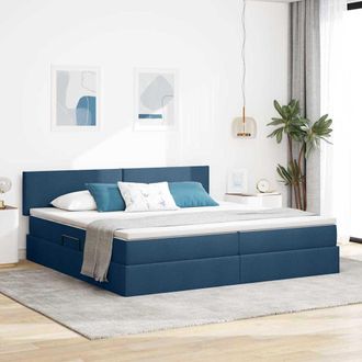vidaXL Vidaxl Letto Con Contenitore E Materasso Blu 200 X 200 Cm Velluto