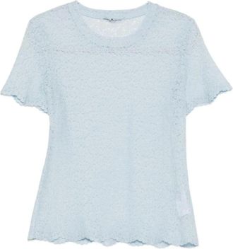 Ermanno Scervino Femme, Tops, Bleu, Taille: 40 FR T-shirt en dentelle