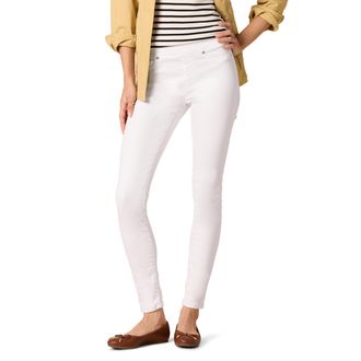 Amazon Essentials Damen Stretch-Schlupf-Jeggings mit mittlerer Leibh&ouml;he - Auslaufmodell, Wei&szlig;, 44 Kurz