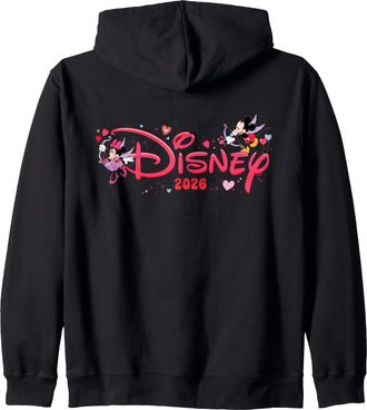 Disney Mickey & Minnie Valentines Day 2026 Script Logo Trip Kapuzenjacke