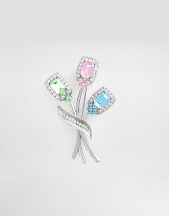 Dolce & Gabbana Sartoria Floral Brooch With Rhinestones - Mann Bijoux Mehrfarbig Metall Onesize