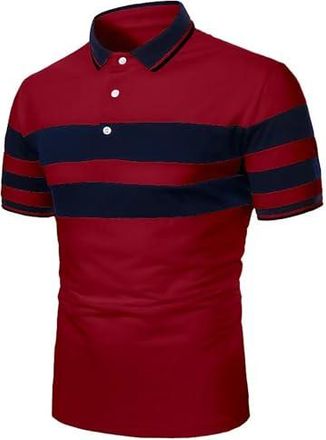 Generic Polo de sport &agrave; manches courtes pour homme - T-shirt respirant - Coupe droite - Polo d&eacute;t&eacute; - Loisirs et l&eacute;ger, rouge, 3XL