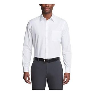 Van Heusen Mens Poplin Regular Fit Solid Point Collar Dress Shirt, White, 16.5 Neck 34-35 Sleeve