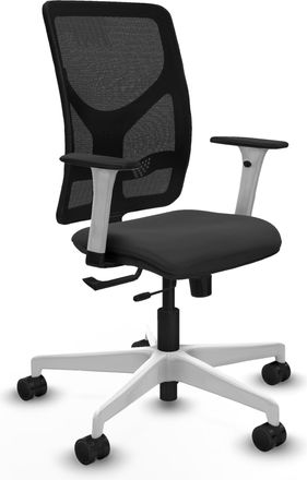 Piqueras y Crespo Ergonomischer Stuhl mit hoher R&uuml;ckenlehne, mit wei&szlig;en und schwarzen Armlehnen, h&ouml;henverstellbare Lendenwirbelst&uuml;tze, ausgestattet mit Syncro/Traslack 