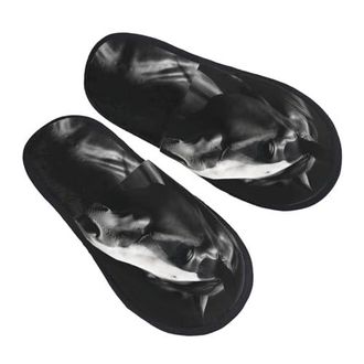 Generic Pantoufles En Coton Chevaux Noirs Antid&eacute;rapant Pantoufles De Maison Chaud Chaussons Pour Femmes Camping Homme M