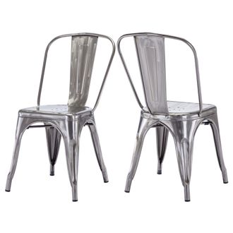 Duhome Metallstuhl Bistrostuhl 2er Set aus Eisen Esszimmerstuhl mit R&uuml;ckenlehne, Stapelbare K&uuml;chenst&uuml;hle Industriedesign, Metallic