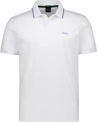 HUGO BOSS Herren Polo-Shirt wei&szlig; Baumwoll-Jersey