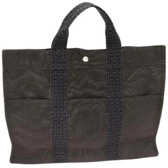 Herm&egrave;s Pre-owned Herline Canvas Tote MM - - Pre-owned - Damen - Grau - ONE SIZE