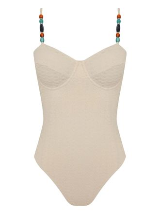 Brigitte Badeanzug mit Perlenriemen - Nude