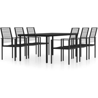 vidaXL 7-tlg. Garten-Essgruppe Schwarz - Vidaxl
