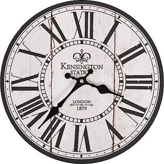 vidaXL Horloge Murale Vintage D&eacute;coration Montre de Salon Pendule de Mur MDF 30 cm Blanc et Noir