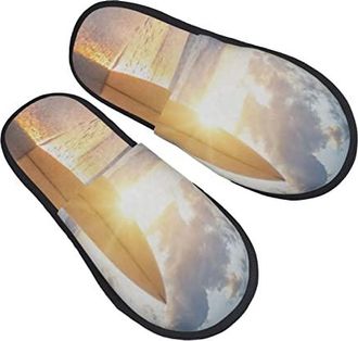 Generic Planche De Surf Au Coucher Du Soleil Unisexe Slippers Chaud Chaussures De Maison Antid&eacute;rapantes Chaussons Pour Ext&eacute;rieur Automne Int&eacute;rieur L