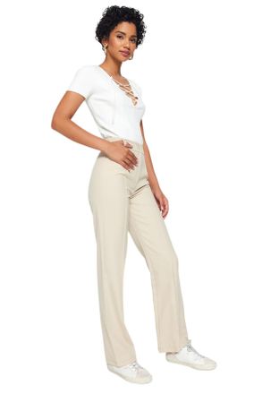Trendyol Trendyol Womens Damen Gerade Hohe Taille Hose Pants, Mink, 40