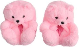 Holibanna Healeved Pantoufles DInt&eacute;rieur Femme en Peluche Ours Pantoufles DHiver Doux et Chauds Antid&eacute;rapants Taille Unique Couleur Rose Chaussures Confortables