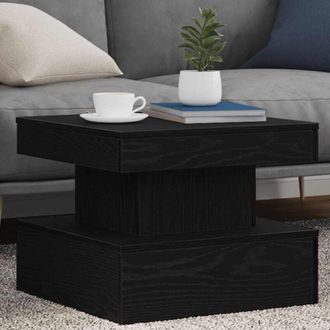 vidaXL Vidaxl - Table basse fixe avec lumi&egrave;res LED RVB - Ch&ecirc;ne noir - 50x50x40 cm - Design moderne pour salon - Bois ding&eacute;nierie