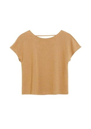 s.Oliver Kurzarmshirt T-Shirt Schimmerndes Jersey-T-Shirt mit R&uuml;ckenausschnitt