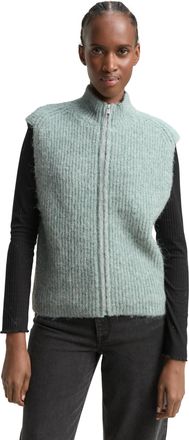 Tom Tailor Damen 1049483 Pullunder Cardigan, 14395-Silver Cloud Blue Melange, XL