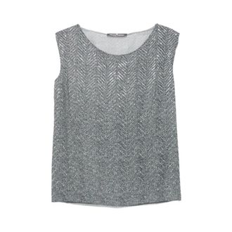Ermanno Scervino Femme, Tops, Gris, Taille: 36 FR Haut sans manches &agrave; paillettes en chevron