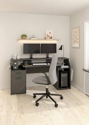 Dmora Schreibtisch Mezzani, Arbeitstisch mit 1 T&uuml;r und 1 Schublade, ideal f&uuml;r B&uuml;ro und Gaming, 171x62 h89 cm, Grau