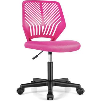 Costway Costway - Chaise de Bureau Pivotante Enfants avec Hauteur R&eacute;glable 77-89cm, Si&egrave;ge &agrave; roulettes avec Dossier Ergonomique & Base &agrave; 5 &Eacute;toiles, Charge