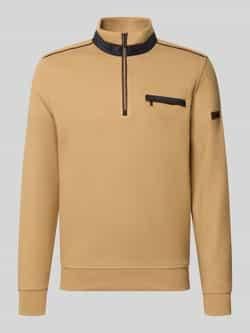 Bugatti Sweatshirt mit Stehkragen und Rei&szlig;verschluss