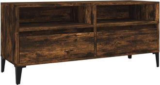 vidaXL Vidaxl - Meuble TV,Banc tv chêne fumé 100x34,5x44,5 cm bois dingénierie