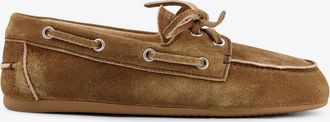Miu Miu Suede loafers with embroidered logo - MIU MIU - gender_Woman