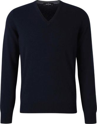 Gran Sasso pull côtelé à col v - Bleu