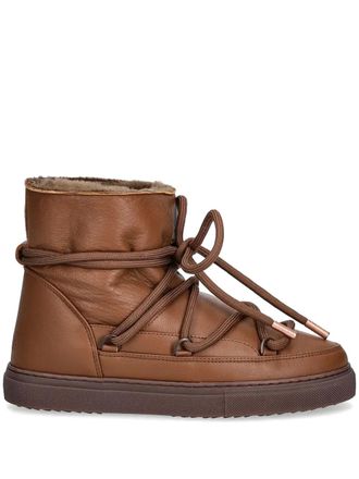 INUIKII bottines en cuir &agrave; lacets - Marron