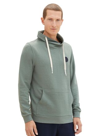 Tom Tailor Herren 1037753 Snood Sweatshirt mit Logo-Badge, 30358-green dust Melange, L