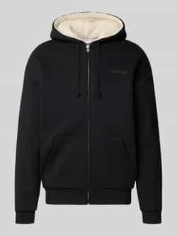 Review Regular Fit Sweatjacke aus Baumwoll-Mix mit Teddyfutter