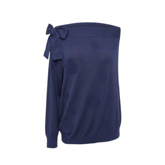 Malo Haut en maille asym&eacute;trique - Femme - Pulls - Bleu - Taille: 40 FR