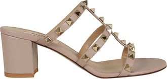 Valentino Garavani Femme, Chaussures, Beige, Taille: 38 1/2 EU Rockstud Calfskin Mules