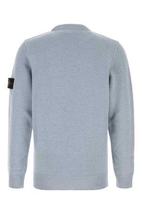 Stone Island Mens Light Blue Wool Blend Sweater Grey Exterior: Virgin Nylon Maglieria