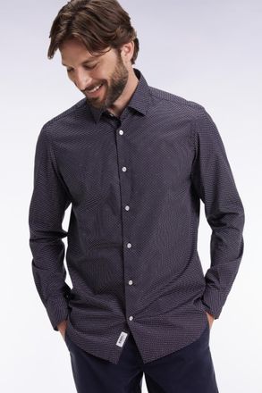 Eden Park Chemise En Coton À Micro-motif Pois Rose Coupe Slim