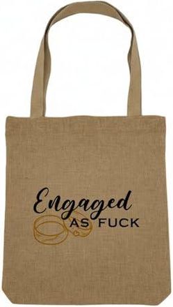Fabulous Sac Shopping Tote Bag Aspect Lin - Engaged As Fuck Wedding Alliances Fianc&eacute; - Sac de Courses Toile Epaisse 360g Beige Naturel Cabas Port&eacute; Epaule Solid