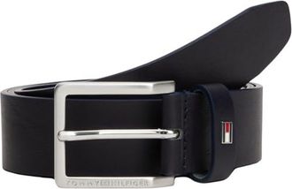 Tommy Hilfiger Ceinture Homme Oliver avec Drapeau en Cuir, Bleu (Space Blue), 80 cm