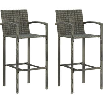 vidaXL Vidaxl - Tabourets de bar lot de 2 gris r&eacute;sine tress&eacute;e